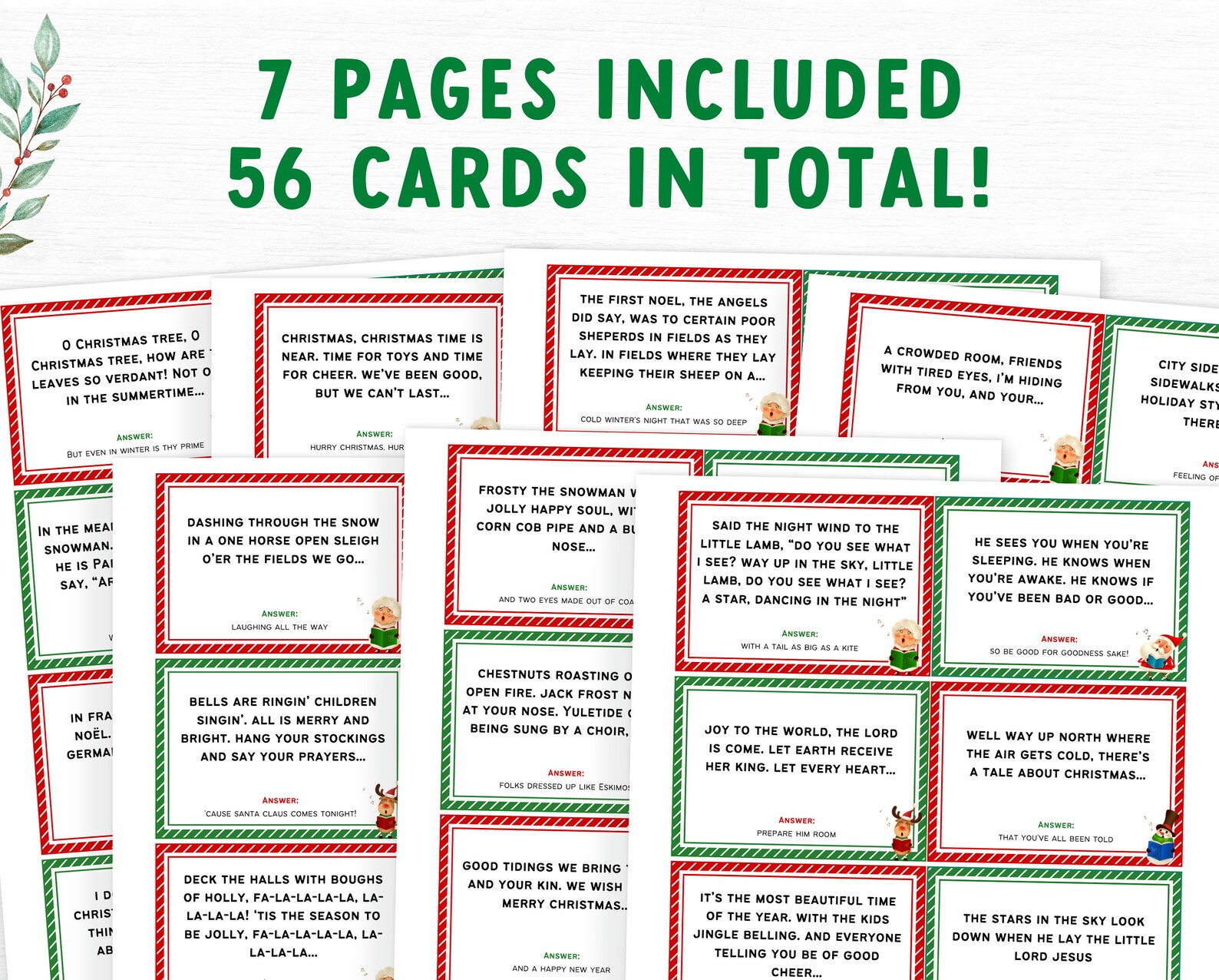 Christmas Carol Finish the Lyric Game, Christmas Song Trivia Game ...