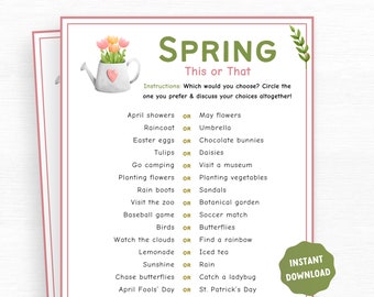 Spring This or That Game Printable Spring Equinox Game, Spring ...