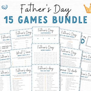 15 Printable Fathers Day Game Bundle, Fathers Day Games for Kids and ...