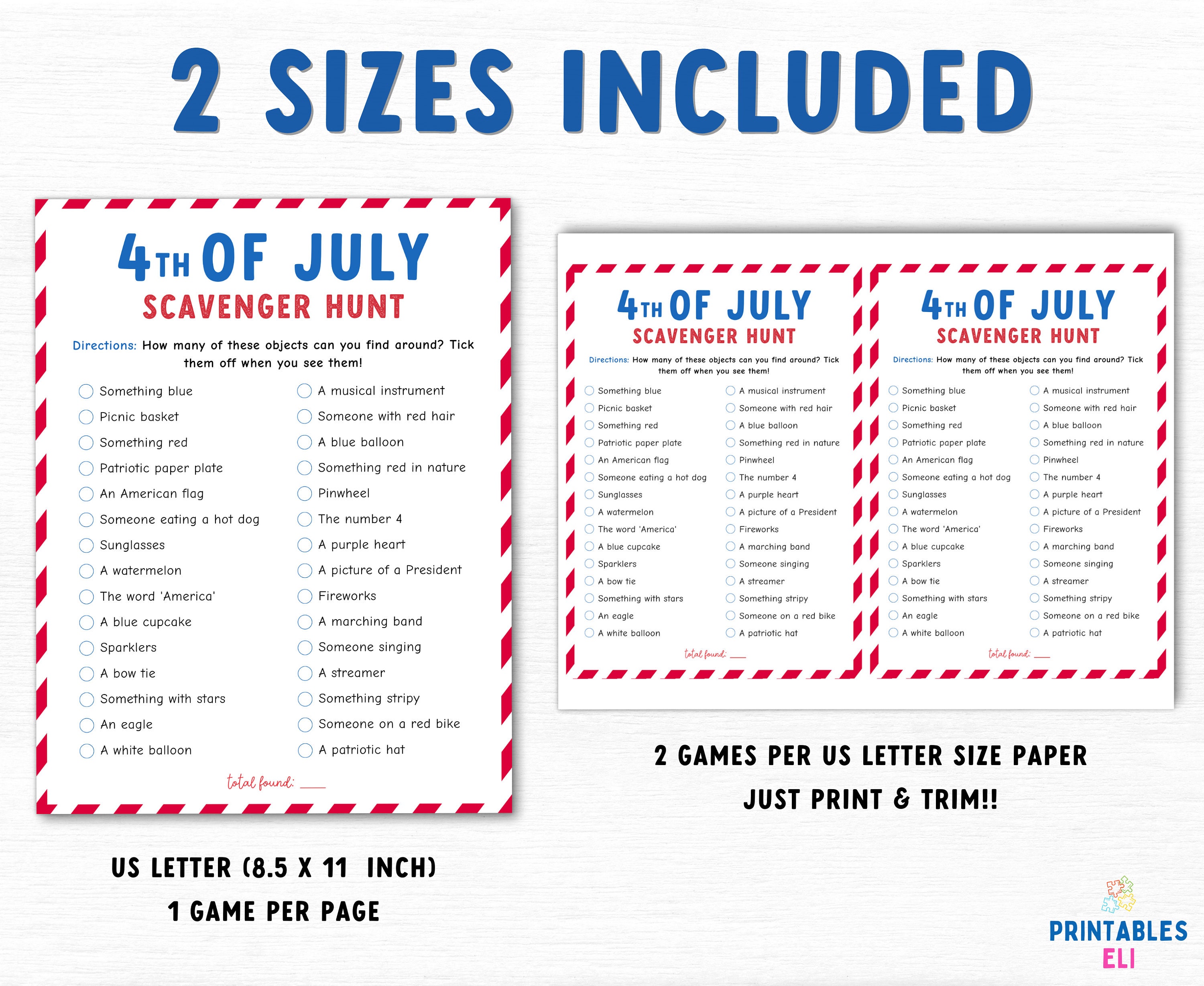 Fourth of July Scavenger Hunt Printable Game, 4th of July Game for Kids ...