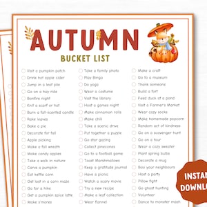 Autumn Bucket List Printable, Family Autumn Bucket List, Fall Printable ...