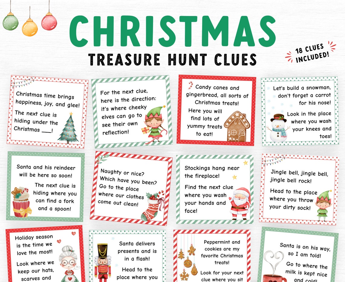 Christmas Treasure Hunt for Kids Holiday Treasure Hunt Clues - Etsy