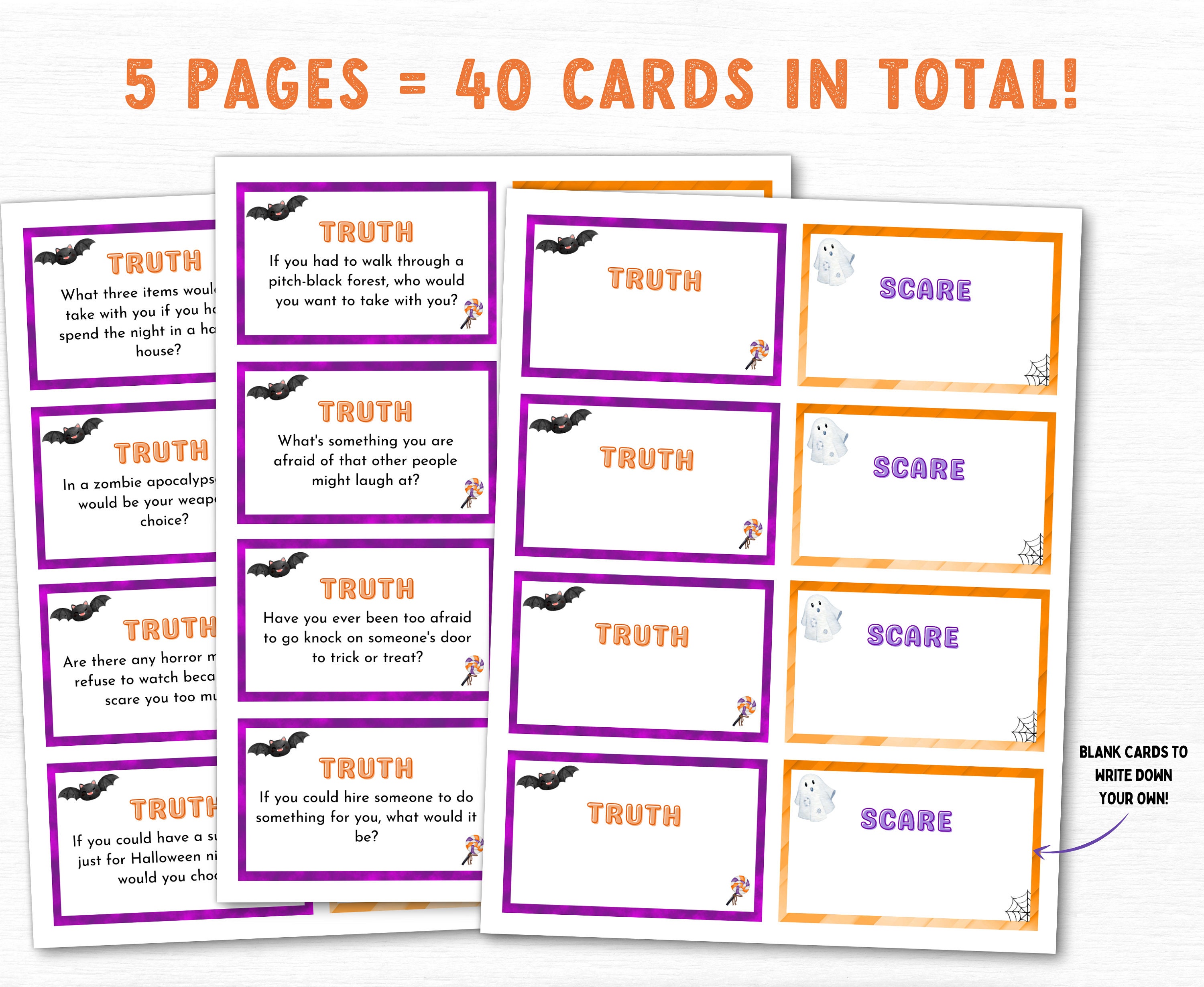 Halloween Truth or Scare Game, Halloween Party Game for Kids, Printable ...