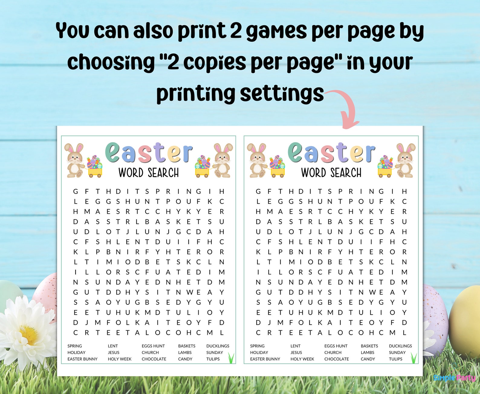 Easter Word Search Game Printable Easter Party Game | Etsy