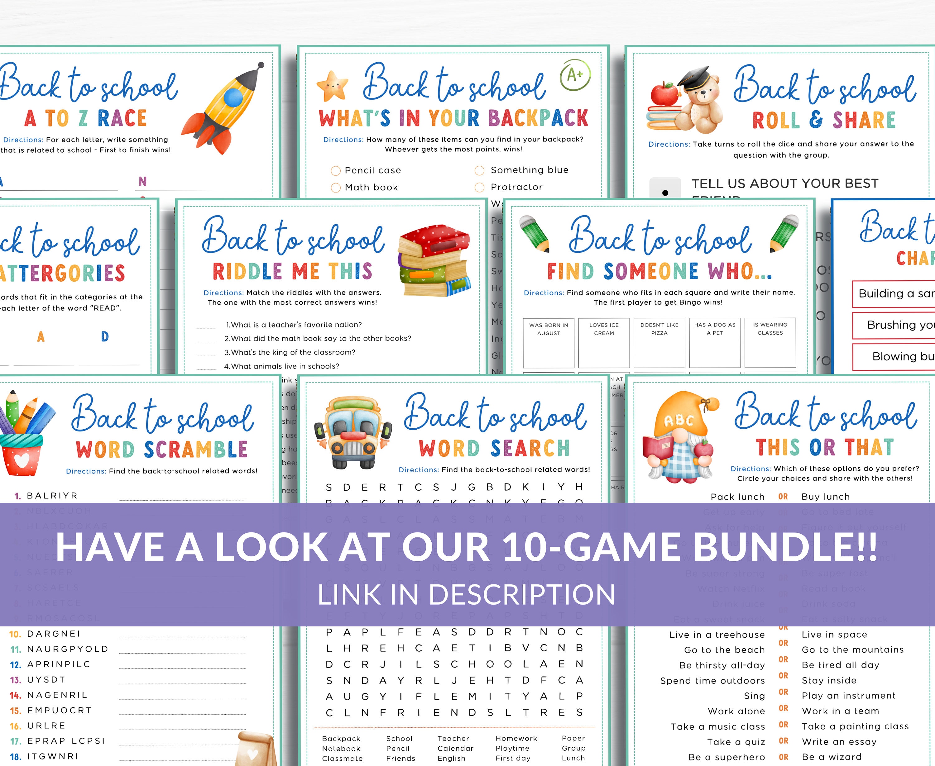 Back to School This or That Printable Game, Printable Back to School ...