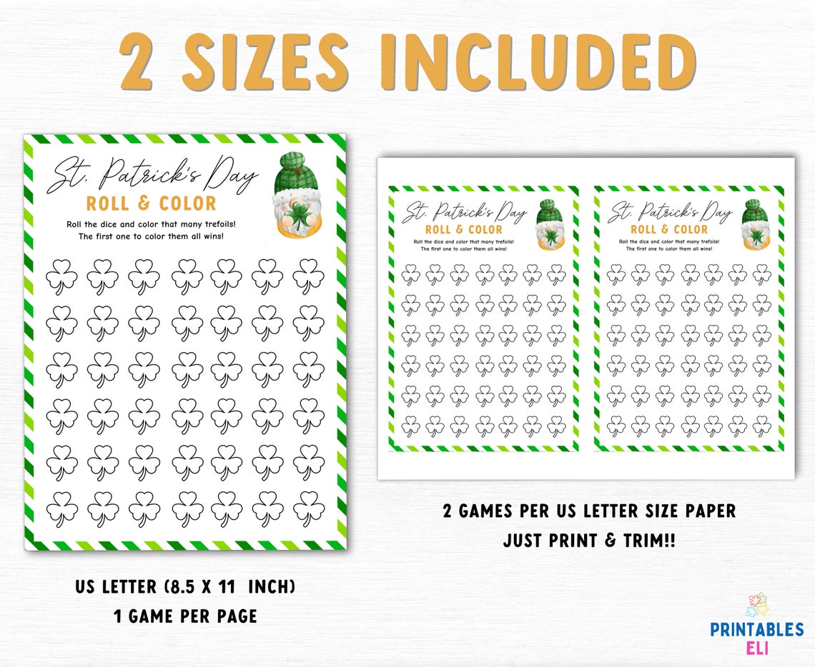 Roll and Color St. Patrick's Day Printable Game - Etsy