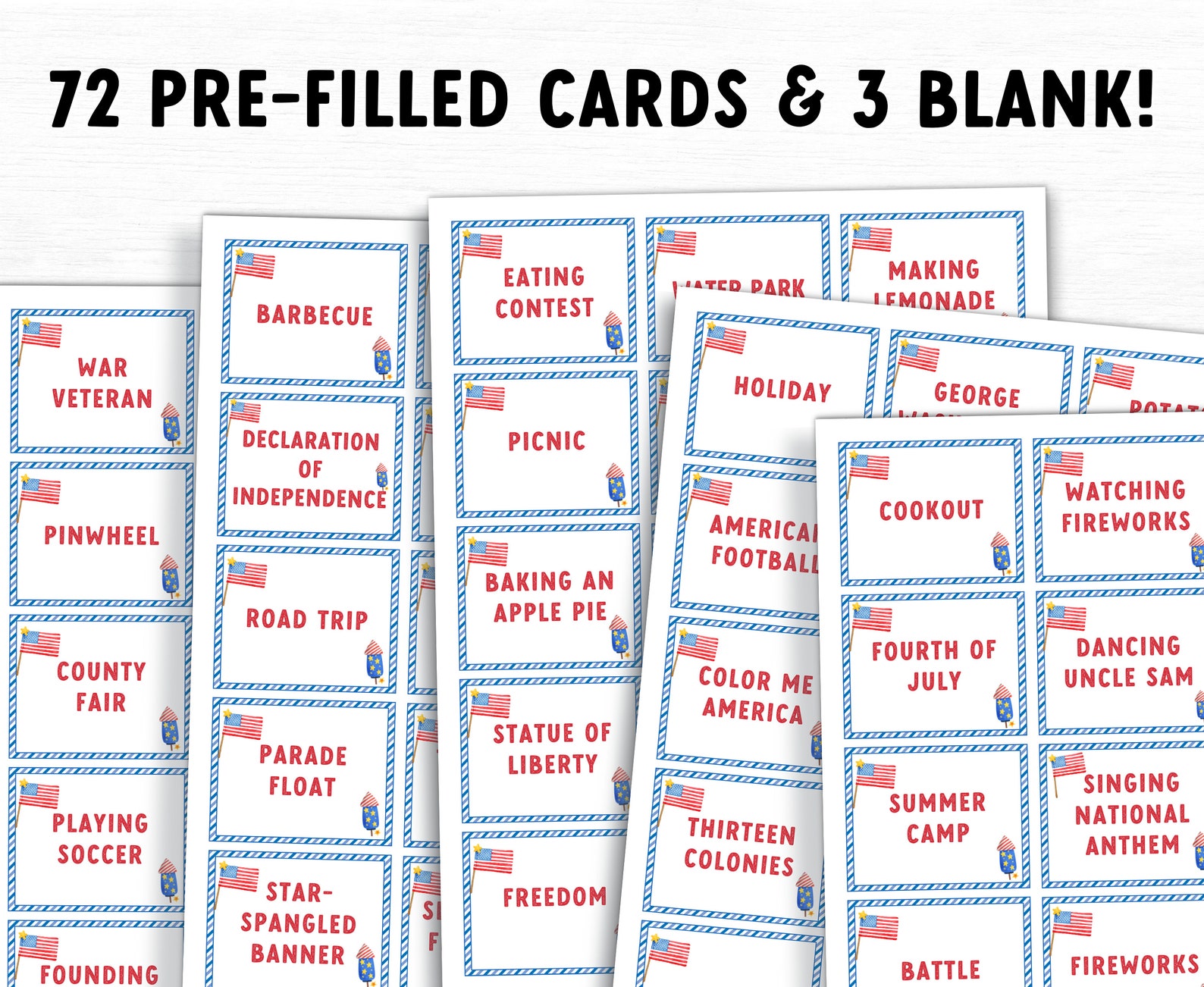Fourth of July Charades Printable Game, Charades Cards, Patriotic ...