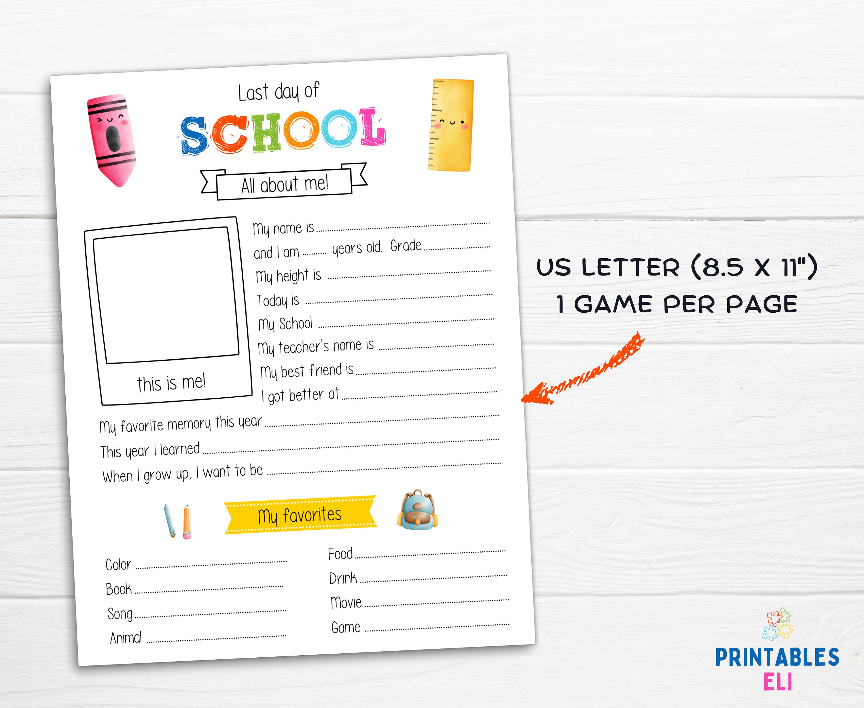 Last Day of School Printable, School Questionnaire, Printable School ...