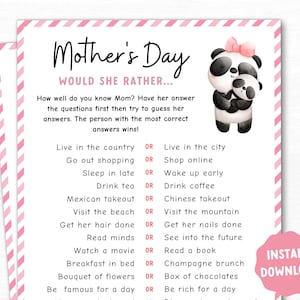 Mother's Day Would She Rather Game, Printable Mother's Day Game ...