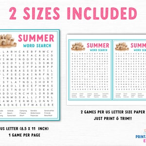 Summer Word Search Puzzle - Fun Printable Game for All Ages! - Etsy