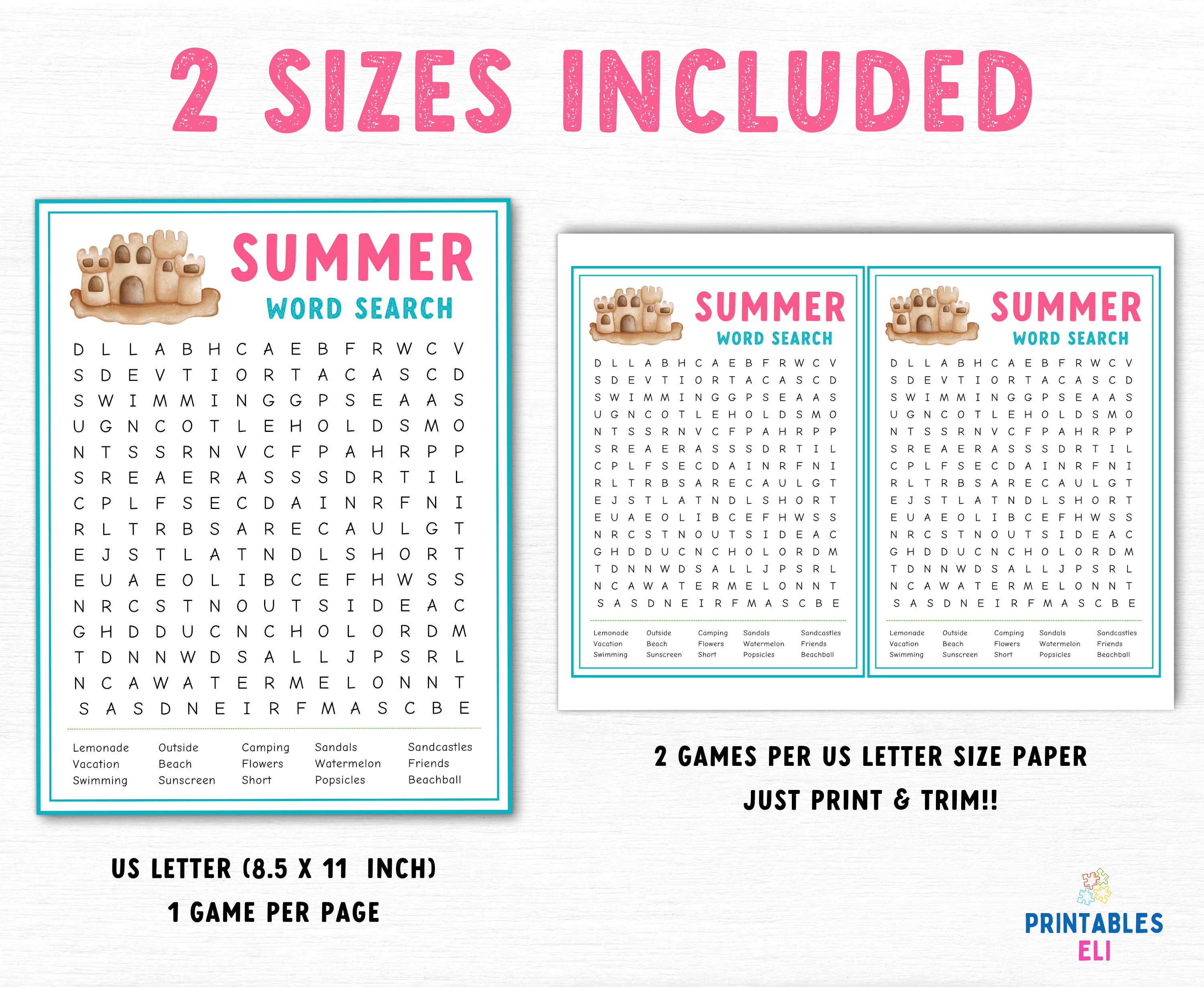 Summer Word Search Puzzle - Fun Printable Game for All Ages! - Etsy