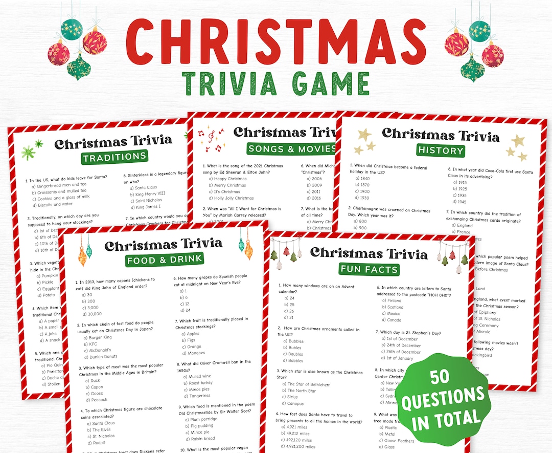 Christmas Trivia Game Printable, Printable Christmas Trivia Night ...