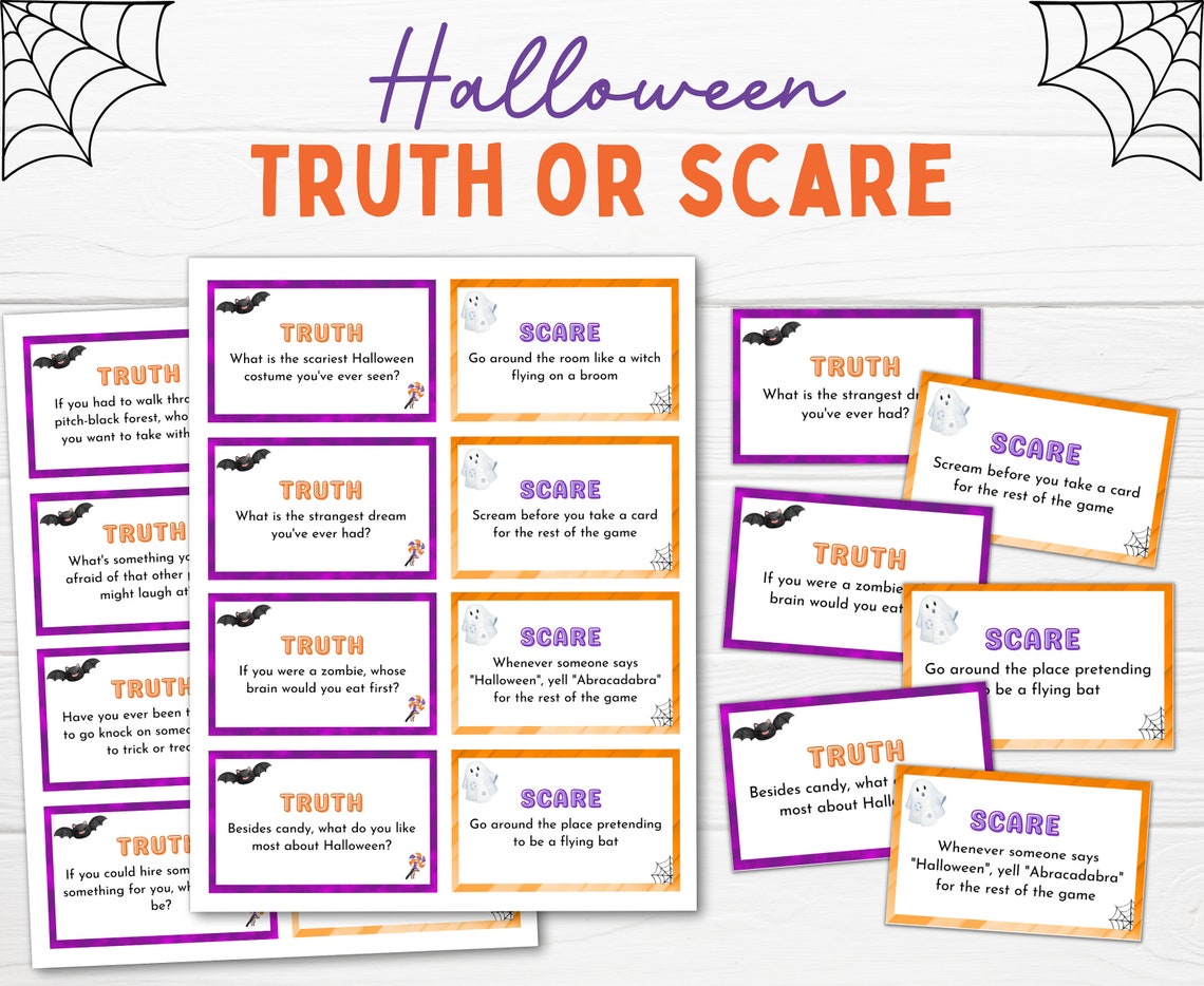 Halloween Truth or Scare Game Halloween Party Game for Kids - Etsy