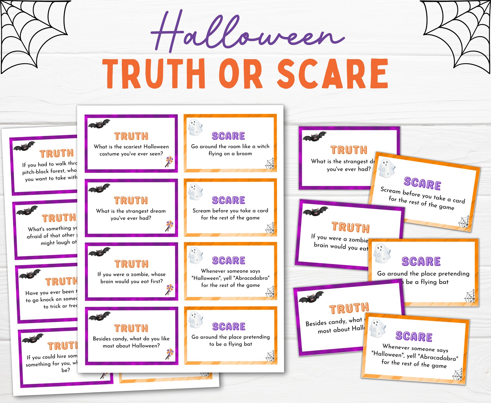 Halloween Truth or Scare Game Halloween Party Game for Kids - Etsy