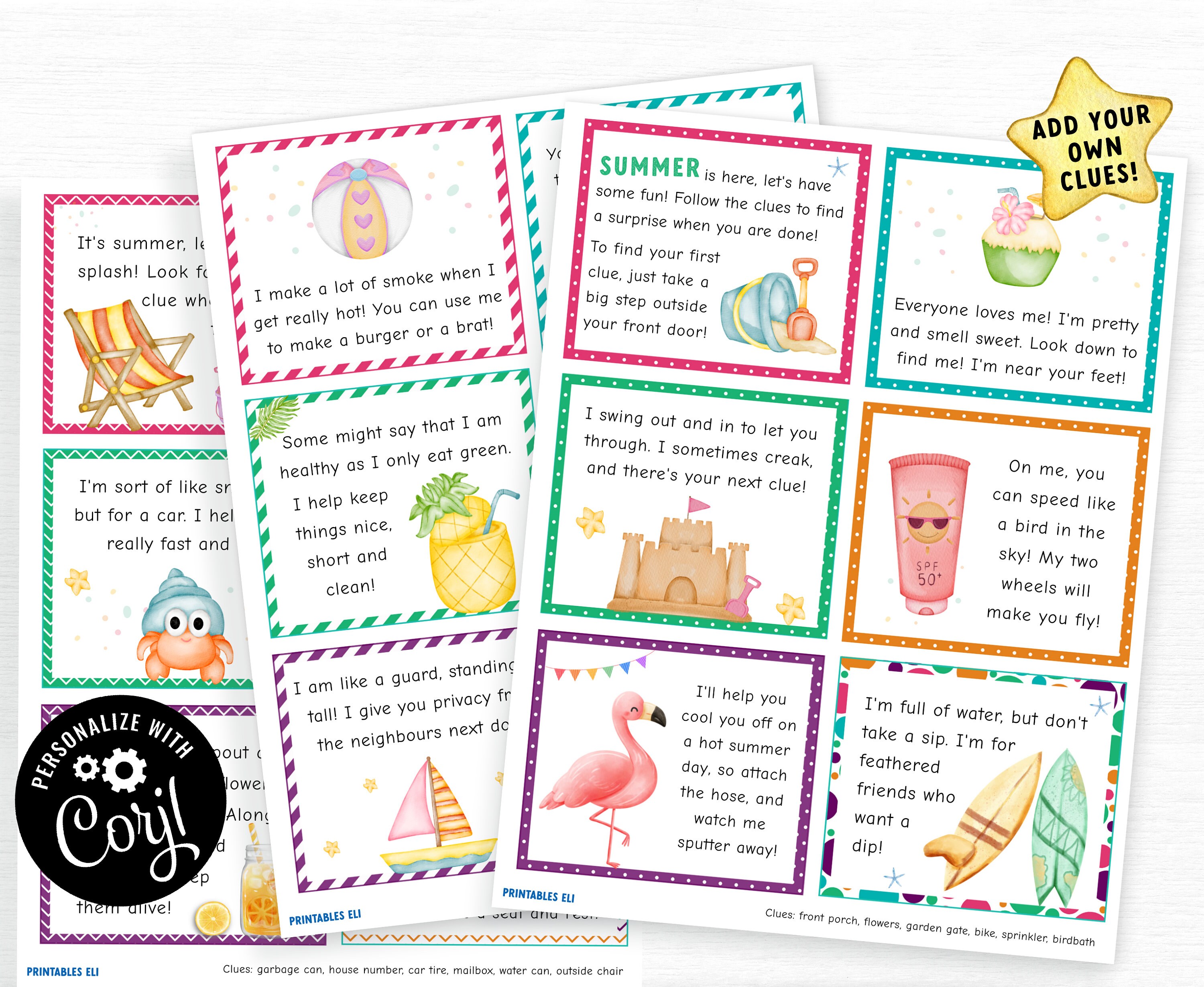 Editable Summer Scavenger Hunt for Kids, Outdoor Treasure Hunt Clues ...