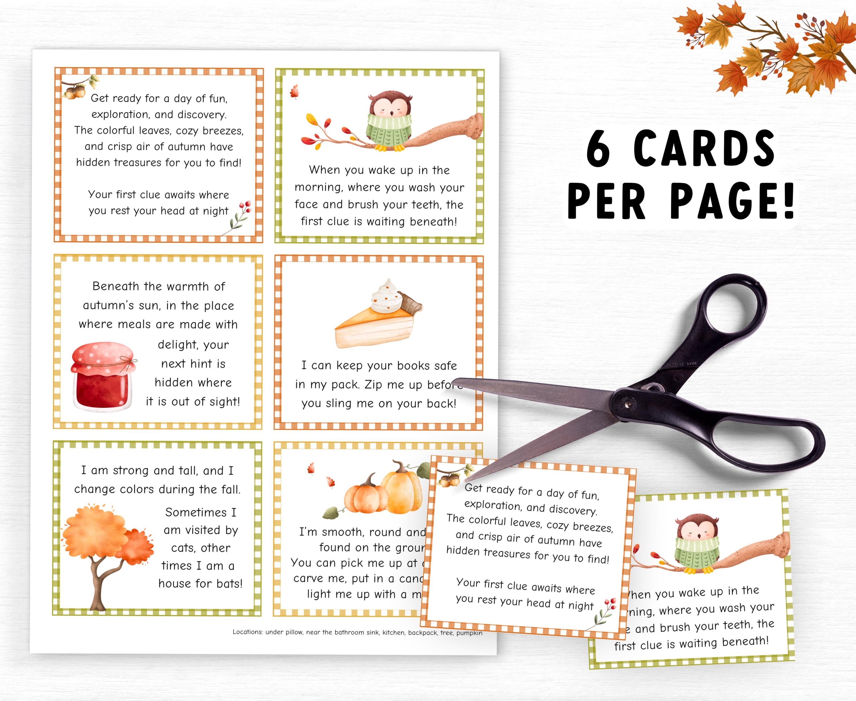 Editable Autumn Scavenger Hunt for Kids, Outdoor Treasure Hunt Clues ...