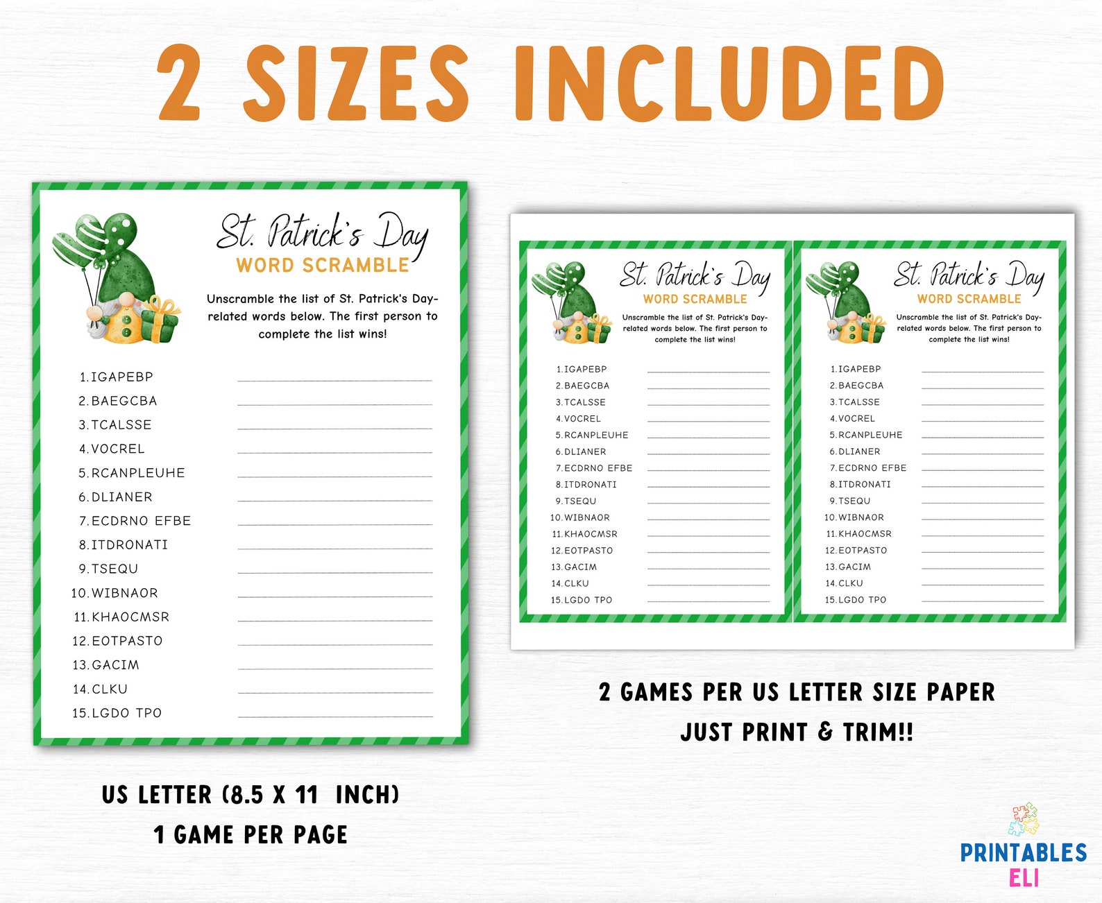 St. Patrick's Day Word Scramble Game, Printable Patrick's Day Party ...