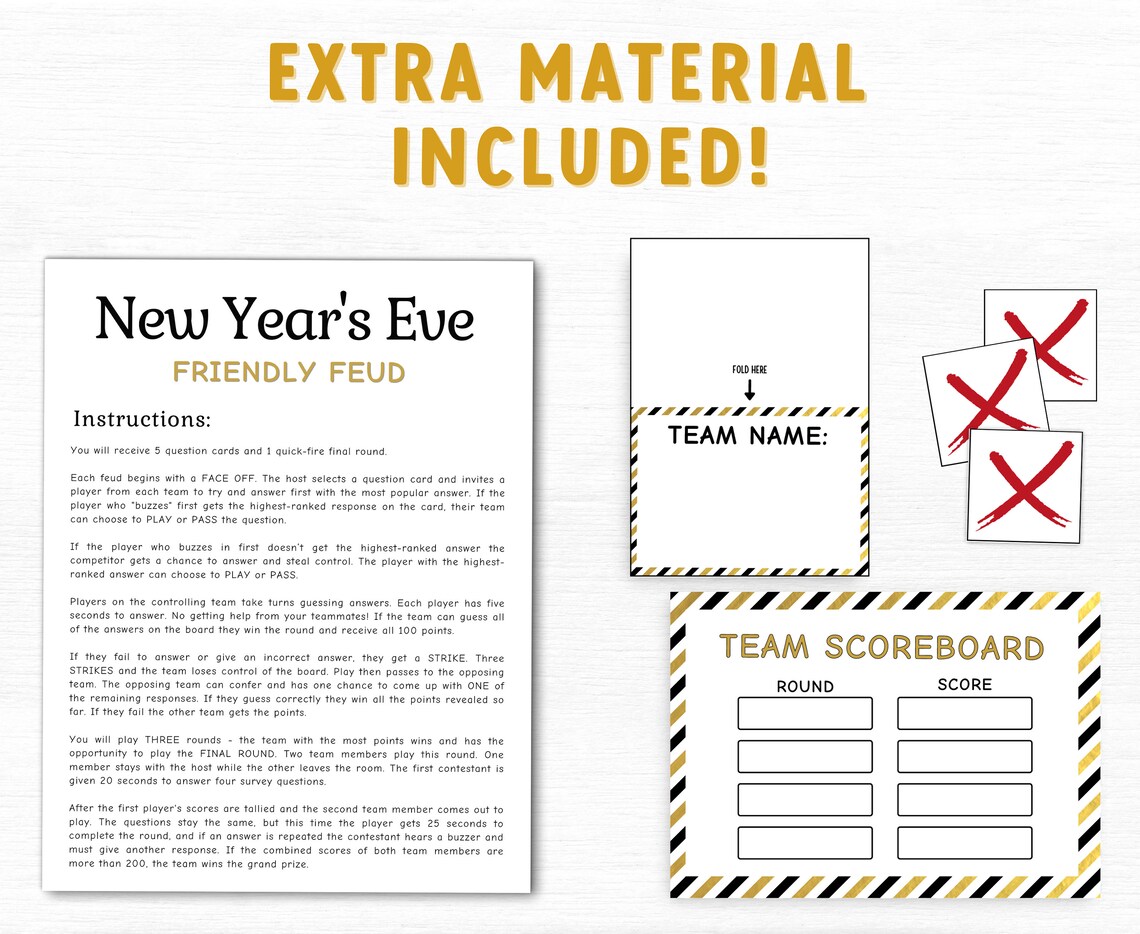 New Years Eve Friendly Feud Game, New Years Party Game Printable ...