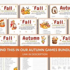 Fall Word Search Printable Game Printable Autumn Party Game - Etsy