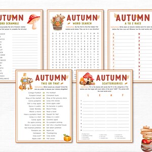 Autumn Games Bundle, Printable Fall Game for Kids and Adults, Autumn ...
