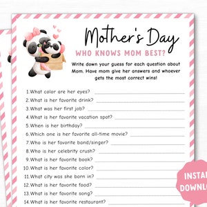 Mother's Day Who Knows Mom Best Game Printable, Mother's Day Game ...