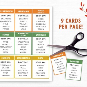 Thanksgiving Taboo Game Cards, Party Game, Printable Thanksgiving ...