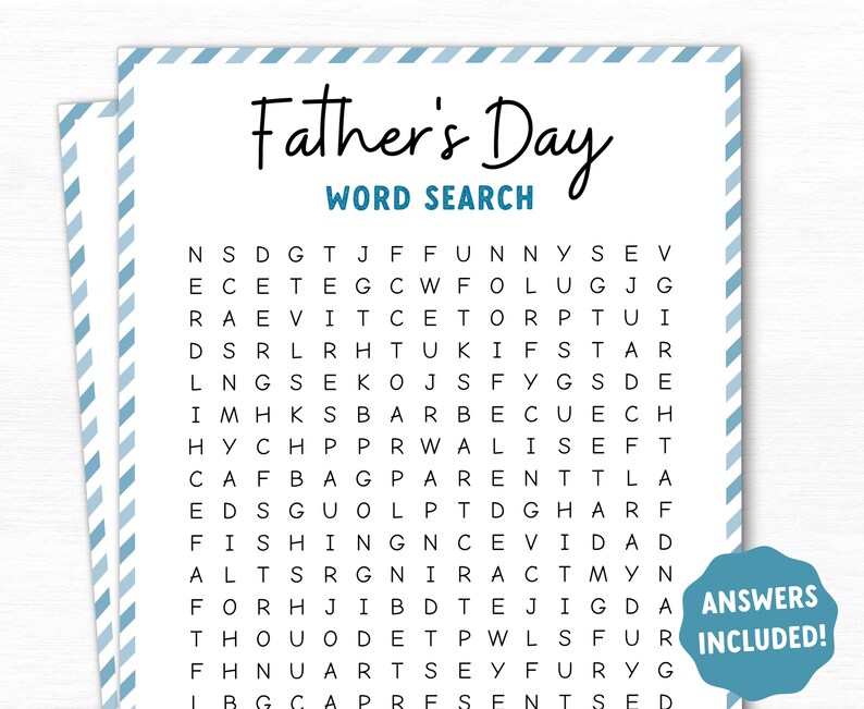 Father's Day Word Search Game, Printable Fathers Day Game, Classroom ...