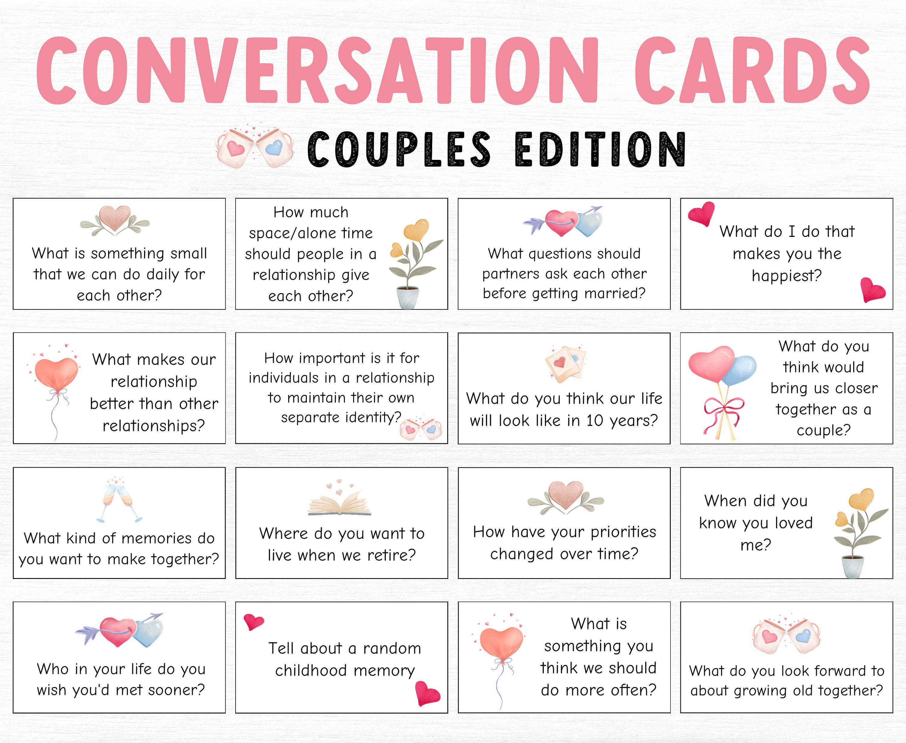 100 Conversation Starters Cards for Couples Couples Question - Etsy 100 Conversation Starters Cards for Couples Couples Question - Etsy