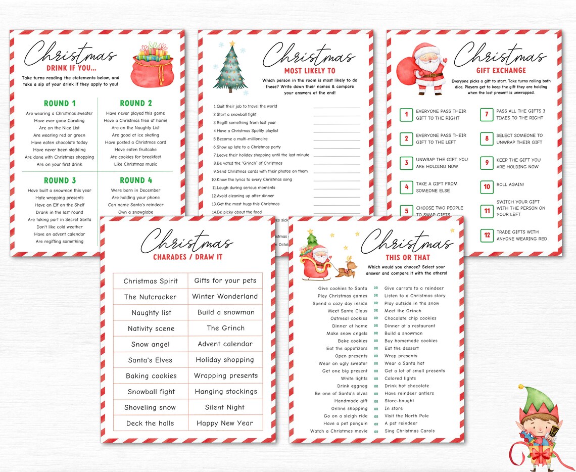 20 Christmas Games Bundle, Printable Christmas Party Games, Christmas ...