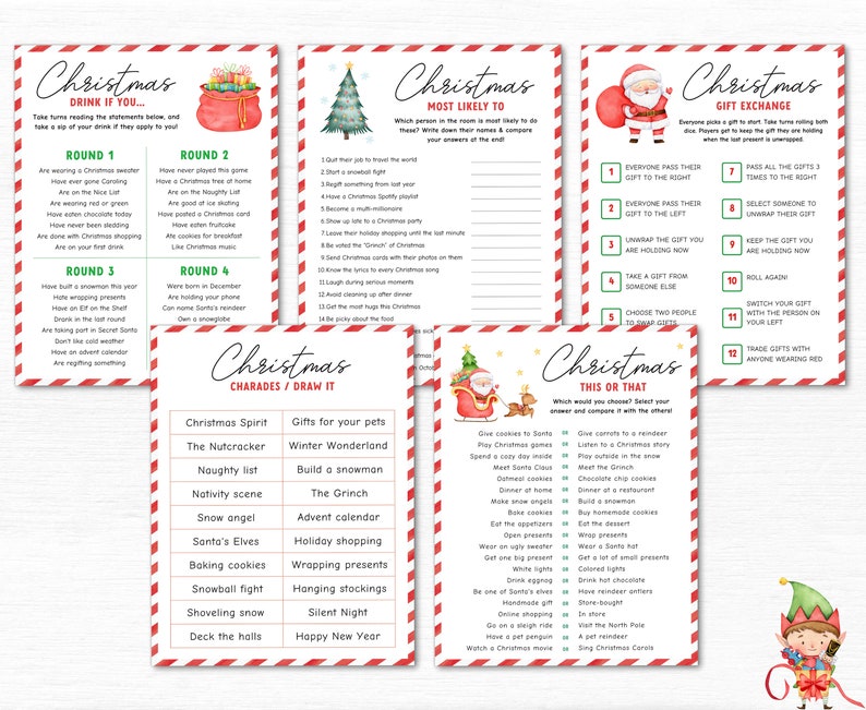 20 Christmas Games Bundle, Printable Christmas Party Games, Christmas ...