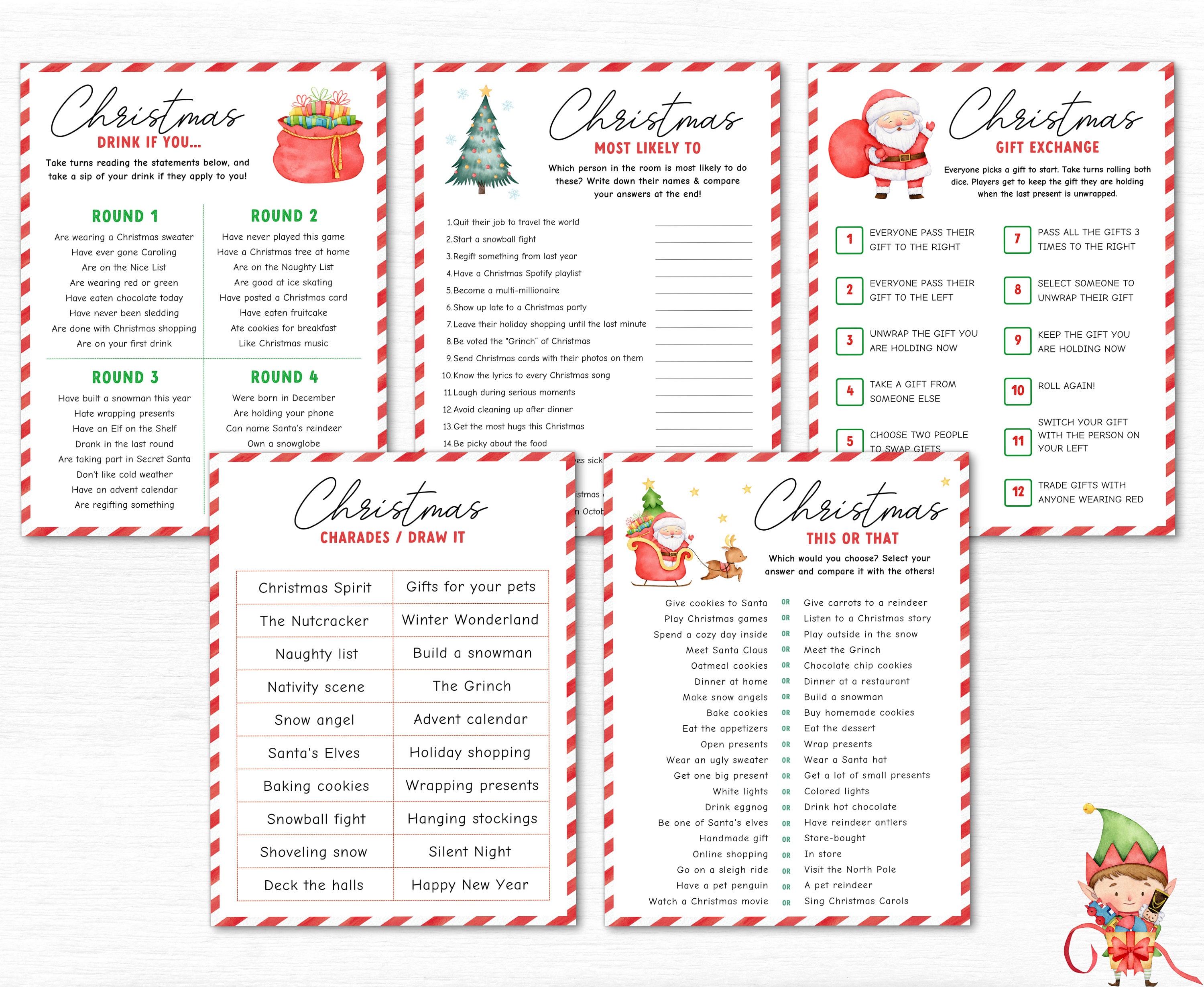 20 Christmas Games Bundle, Printable Christmas Party Games, Christmas ...