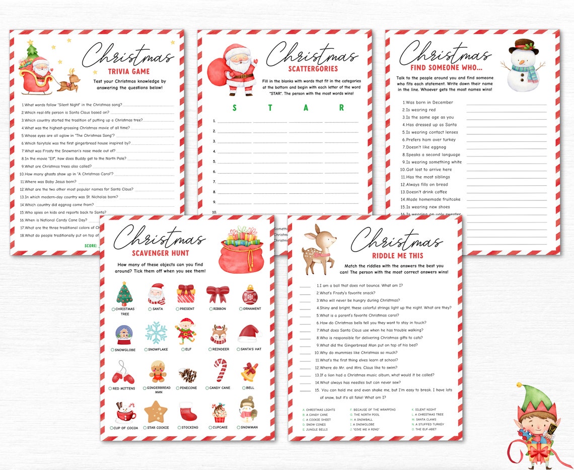 20 Christmas Games Bundle, Printable Christmas Party Games, Christmas ...