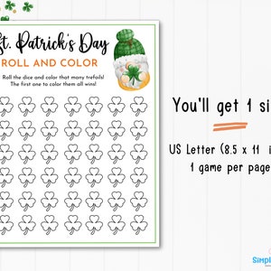 Roll and Color St. Patrick's Day Printable Game - Etsy