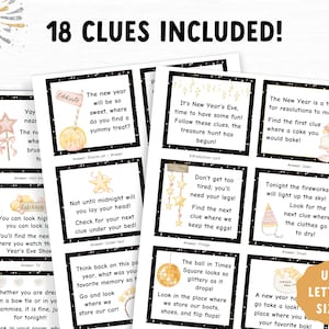 New Years Eve Treasure Hunt Clues for Kids, Holiday Treasure Hunt, Game ...