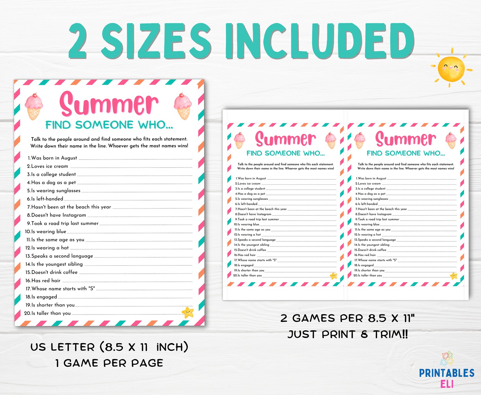 Summer Find Someone Who Printable Game Family Summer Game - Etsy