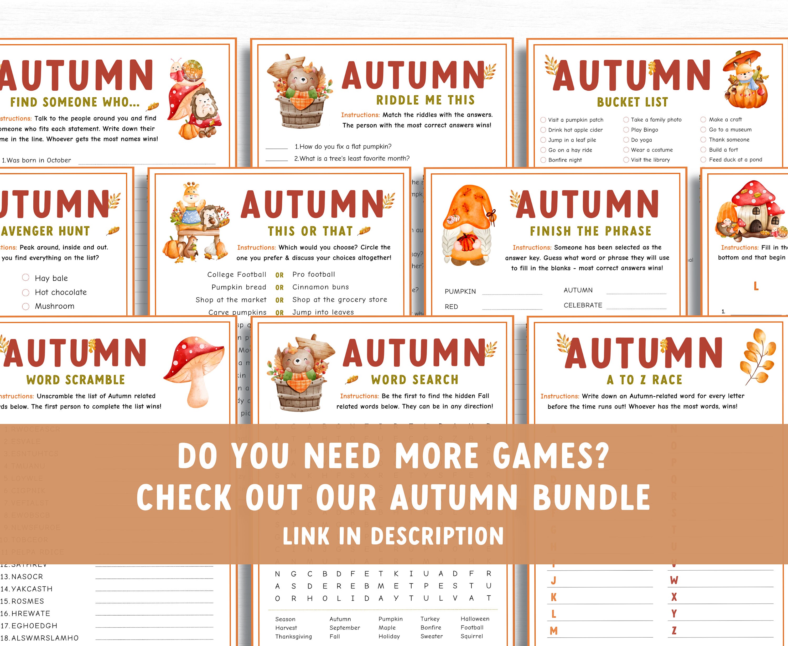 Fall Word Search Printable Game, Printable Autumn Party Game, Fall ...