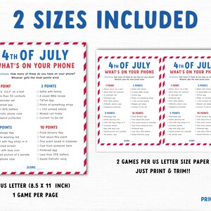 What's on Your Phone Fourth of July Printable Game, 4th of July ...
