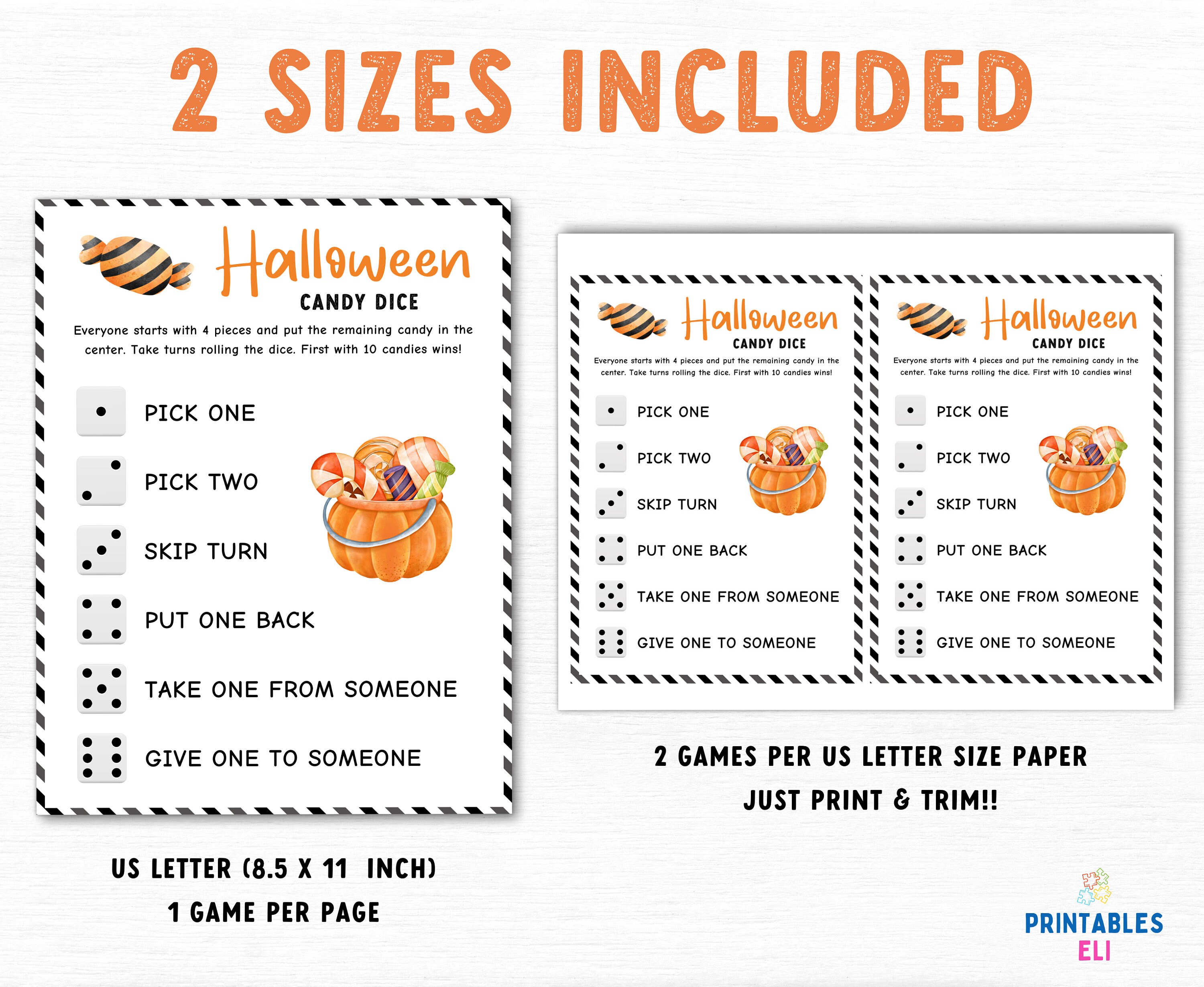 Halloween Candy Dice Game Printable, Printable Games for Kids ...