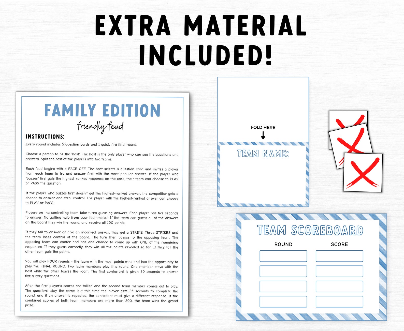 Family Feud Game Printable, Family Game Night, Family Quiz, Friendly ...