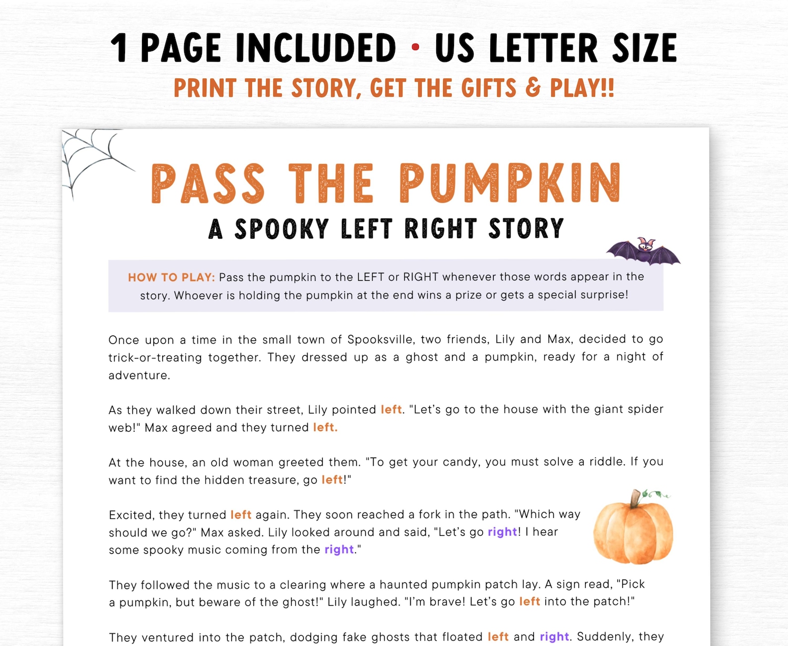 Pass the Pumpkin Game, Halloween Left Right Game, Halloween Party Game ...