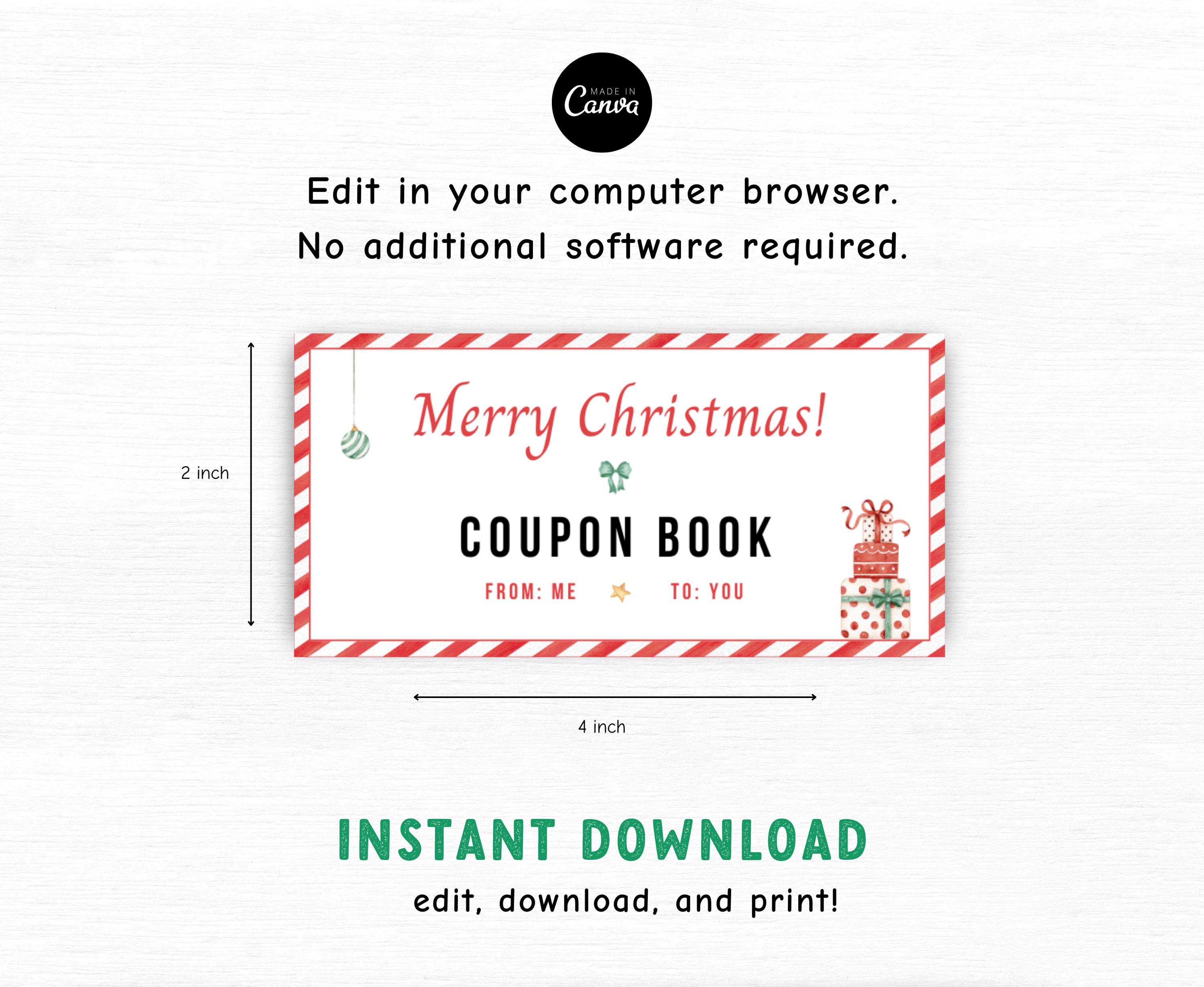 Printable Christmas Coupon Book, Editable Christmas Coupons Gift ...