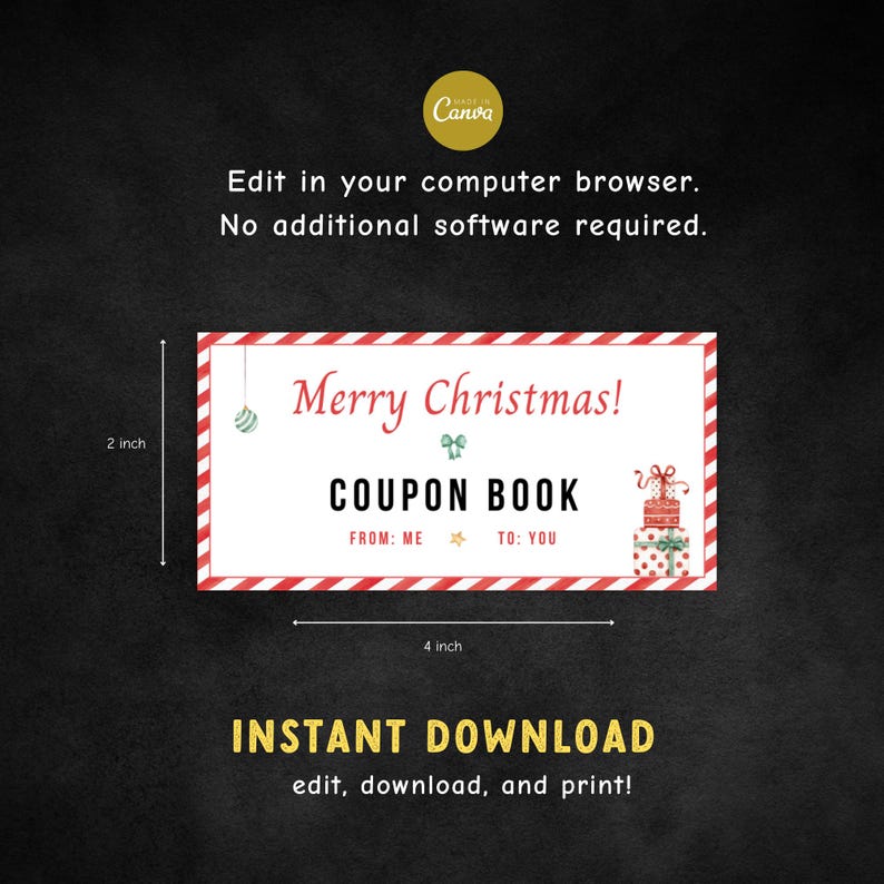 Printable Christmas Coupon Book, Editable Christmas Coupons Gift ...