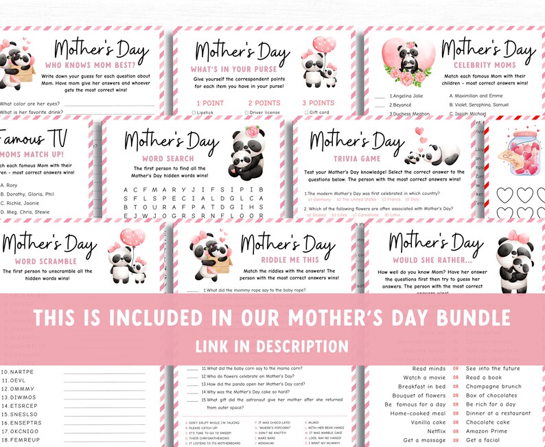 Mothers Day Game, Celebrity Moms Match up Printable Game, Printable ...