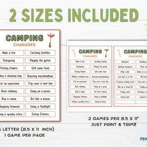 Camping Charades Printable Game Camping Pictionary Draw It - Etsy