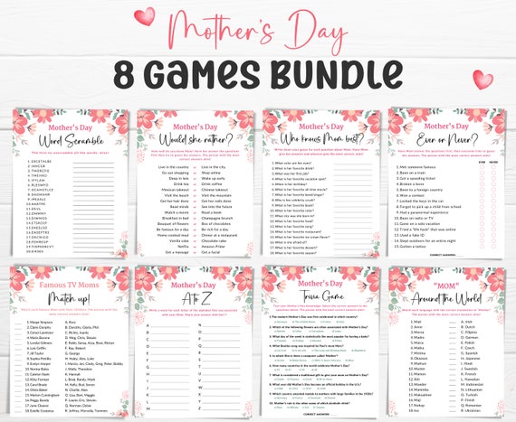 Printable Mother's Day Game Bundle Printable Mothers Day - Etsy