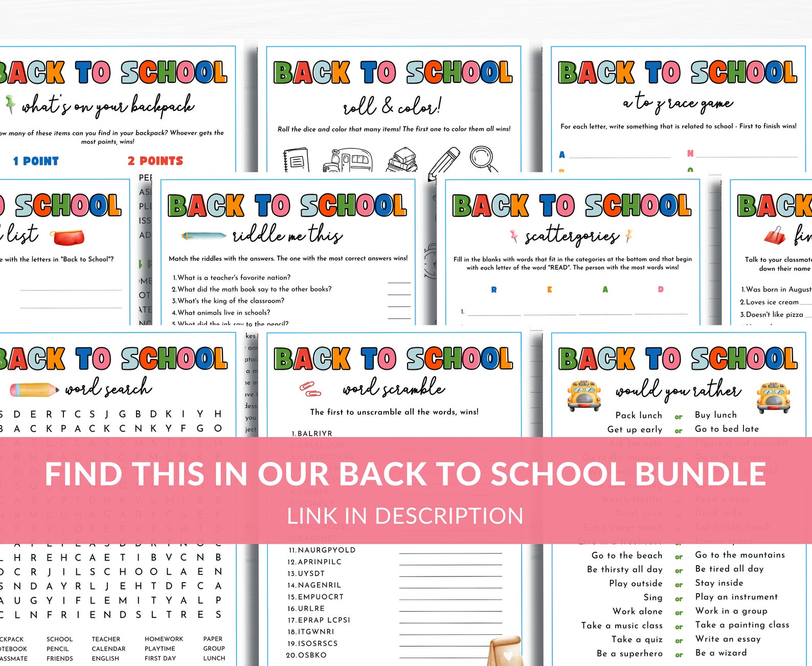 Back to School Word Scramble Printable Game Printable Back to - Etsy
