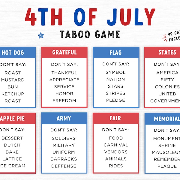 Patriotic Taboo Game - Etsy