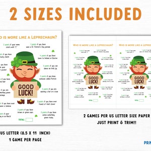 Who is More Like a Leprechaun Game, St. Patrick's Day Printable Game ...