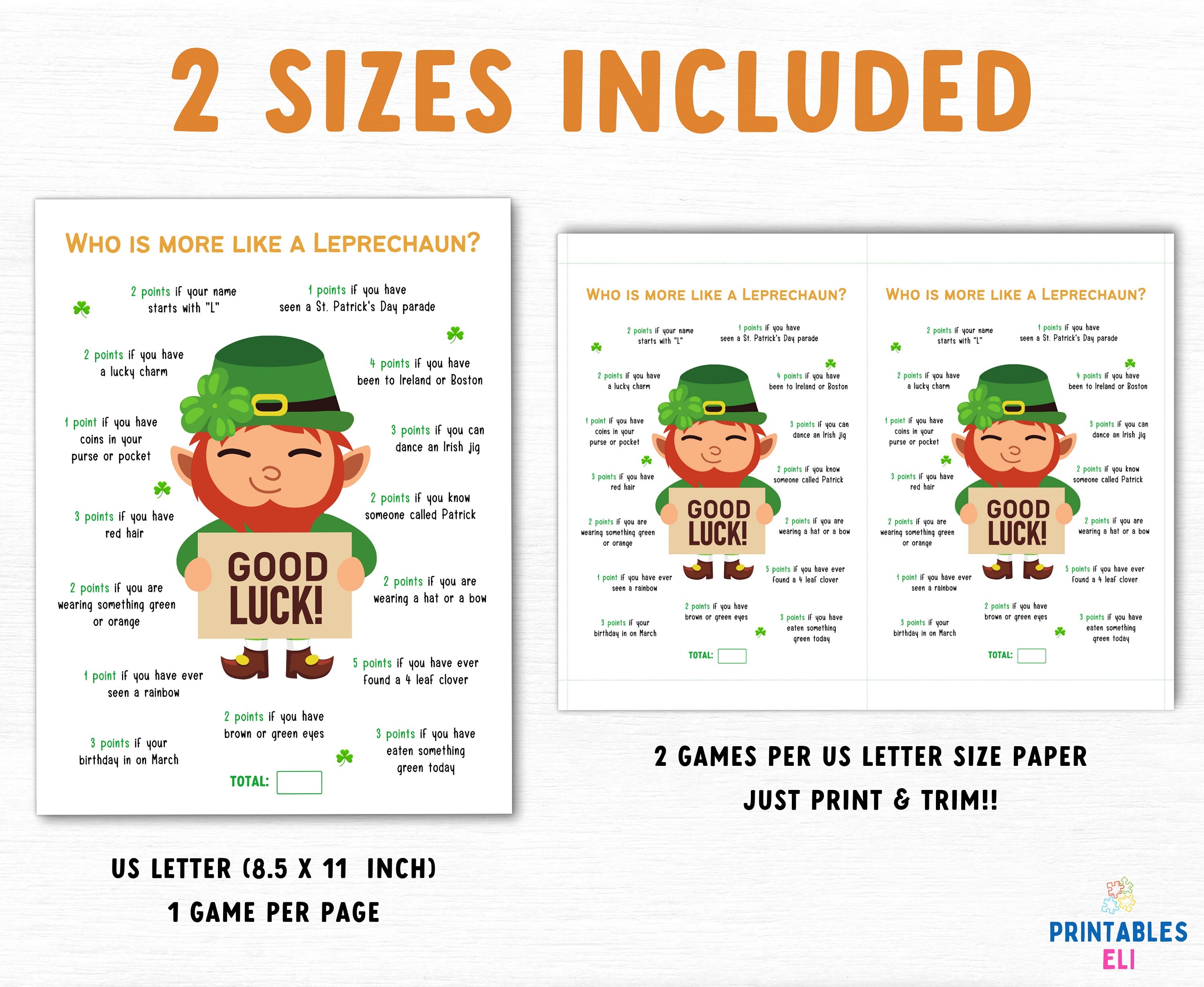 Who is More Like a Leprechaun Game, St. Patrick's Day Printable Game ...