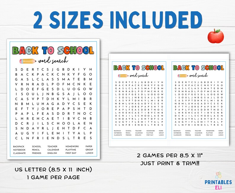 Back to School Word Search Printable Game Printable Back to - Etsy